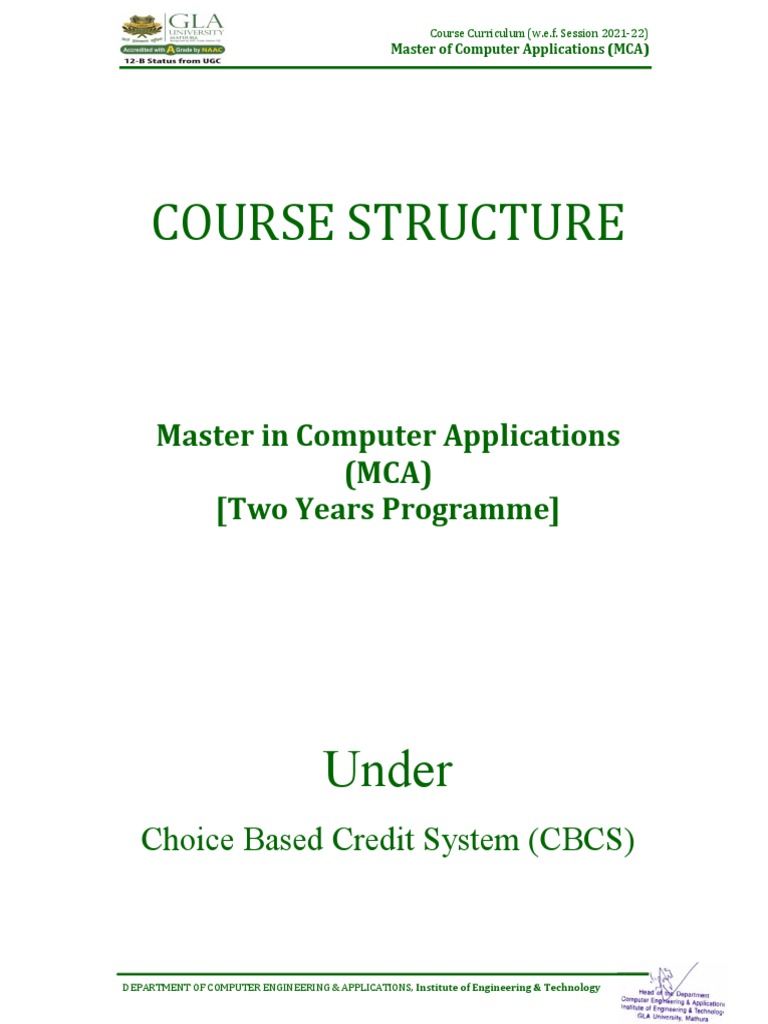 Course Structure: Master in Computer Applications (MCA) (Two Years Programme) | PDF | Method ...
