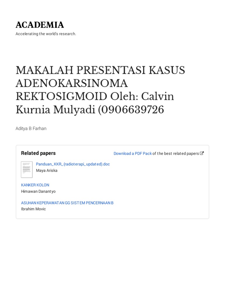 Makalah Preskas Bedah CA Rectosigmoid With Cover Page v2 | PDF | Sains & Matematika