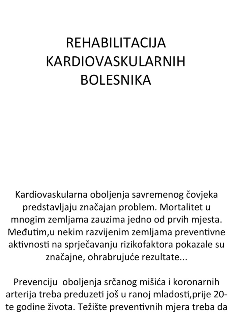 Rehabilitacija Kardiovaskularnih Bolesnika | PDF