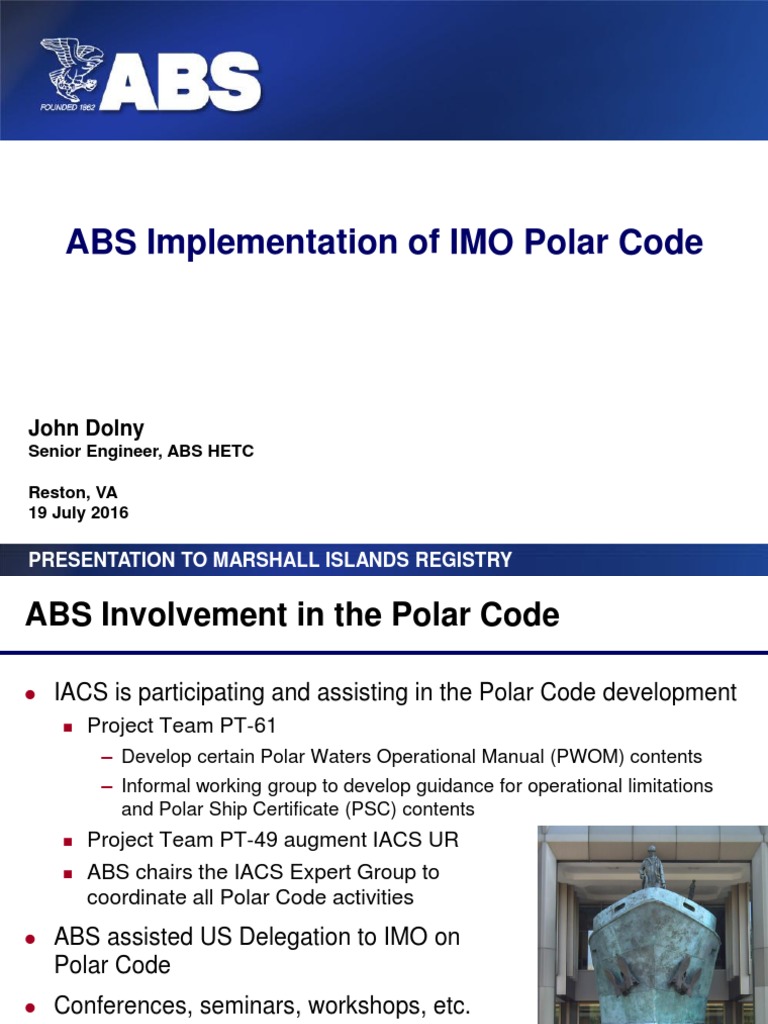 ABS Implementation of IMO Polar Code: John Dolny | PDF | Risk Assessment | Risk