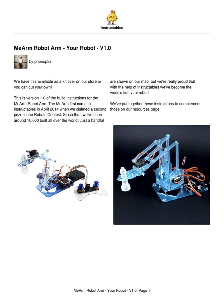 Robotic Arm 4DOF | Download Free PDF | Screw | Arduino