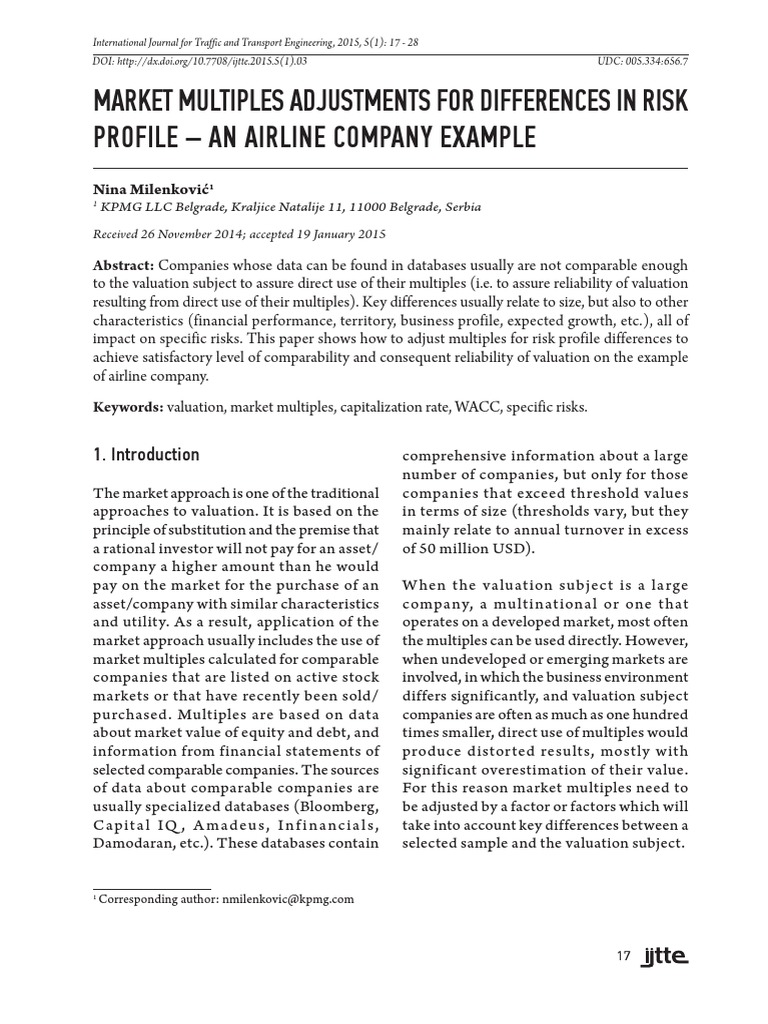 Adjusting Market Multiples for Differences in Risk Profiles: A ...