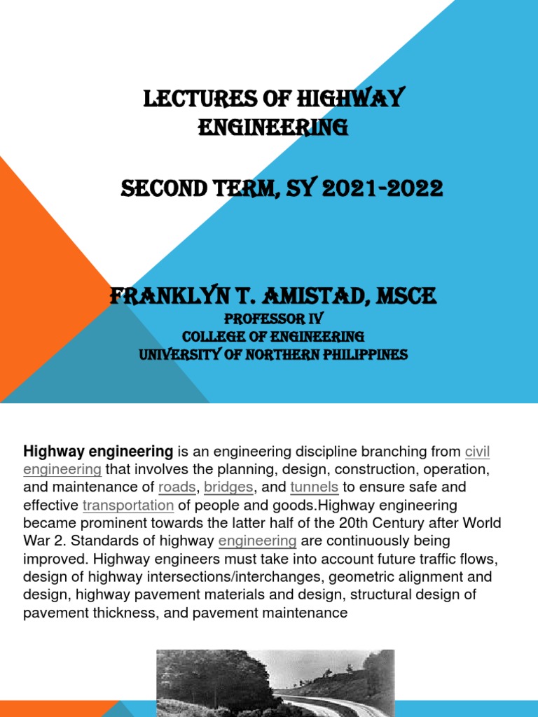 Lesson 1 - Intro To Highway Engineering | PDF | Road Surface | Economic ...