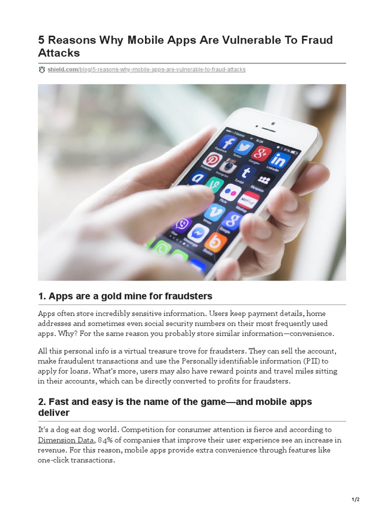 5 Reasons Why Mobile Apps Are Vulnerable To Fraud Attacks | PDF ...