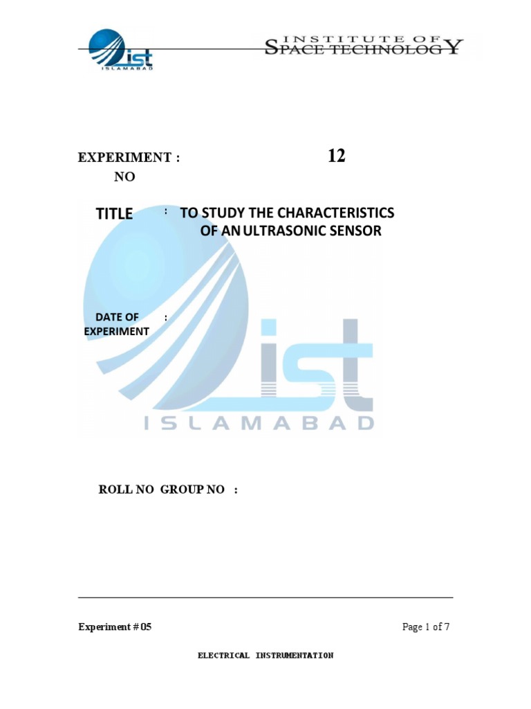 Ultrasonic Sensor Characteristics Study | PDF | Ultrasound ...