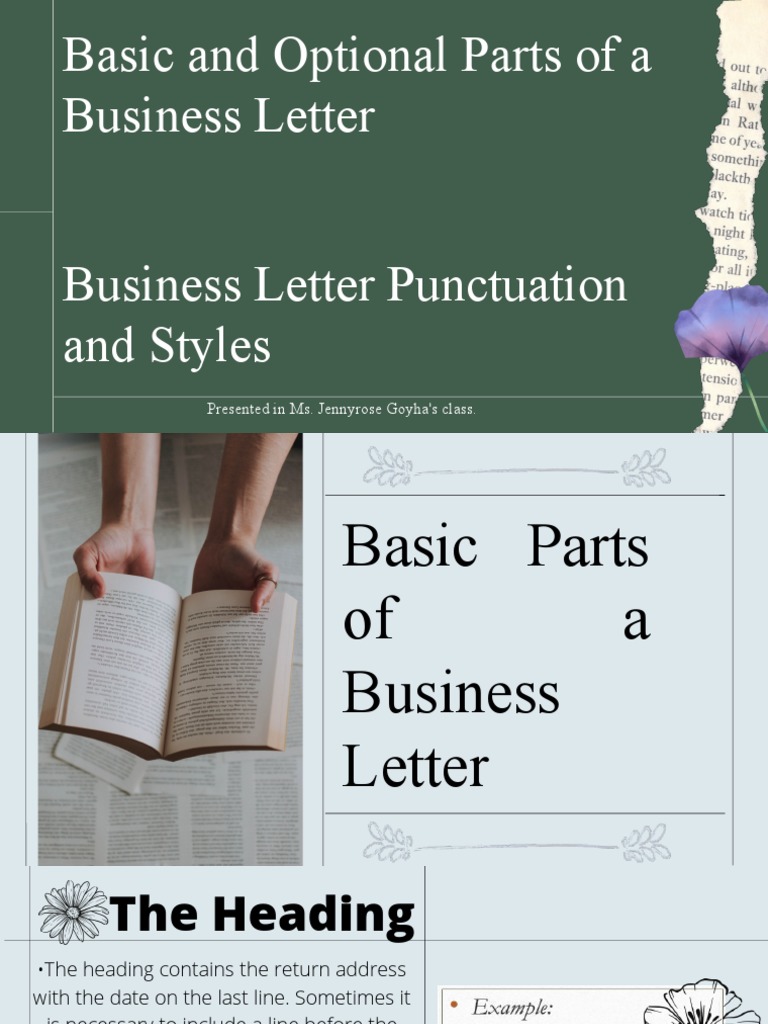 Business Letter Parts Explained | PDF | Communication | Written ...