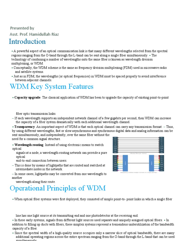 Wavelength Division Multiplexing (WDM) : WDM Key System Features | PDF ...