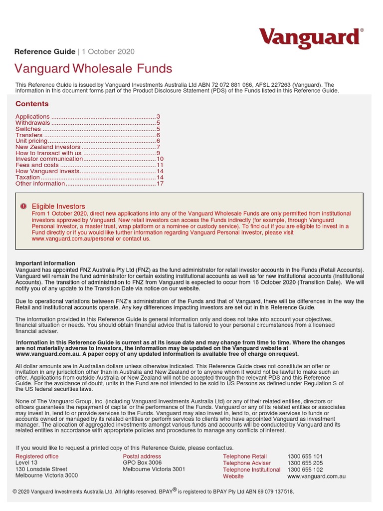 AU-Vanguard Managed Funds-Reference Guide | PDF | Investments ...