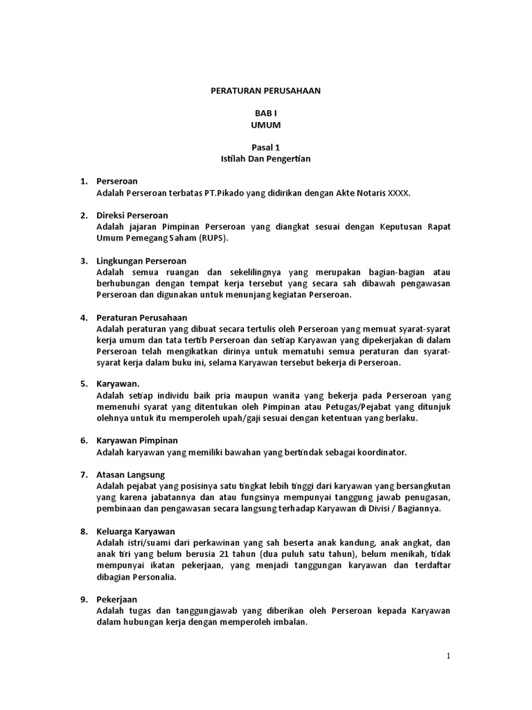 Peraturan Perusahaan | PDF