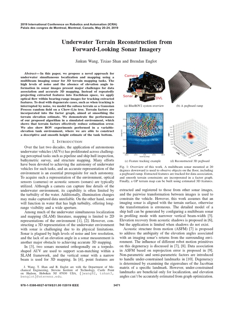 Underwater Terrain Reconstruction From Forward Looking Sonar Imagery Pdf Sonar Normal