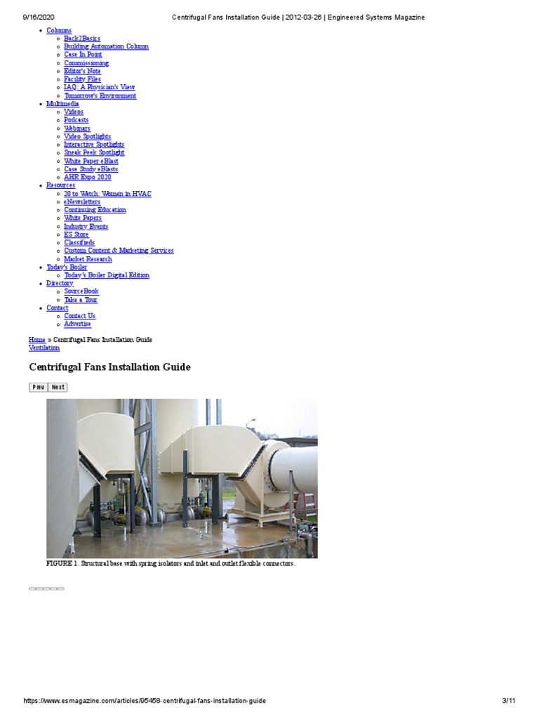 Centrifugal Fans Installation Guide | PDF | Duct (Flow) | Bearing ...