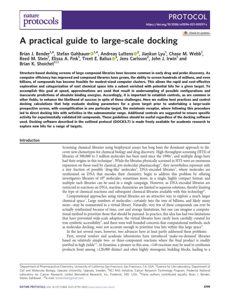 Practical Guide To Large Scale Docking | PDF | Docking (Molecular ...