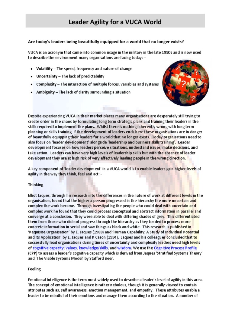 Leader Agility For A VUCA World | PDF | Leadership | Emotional Intelligence