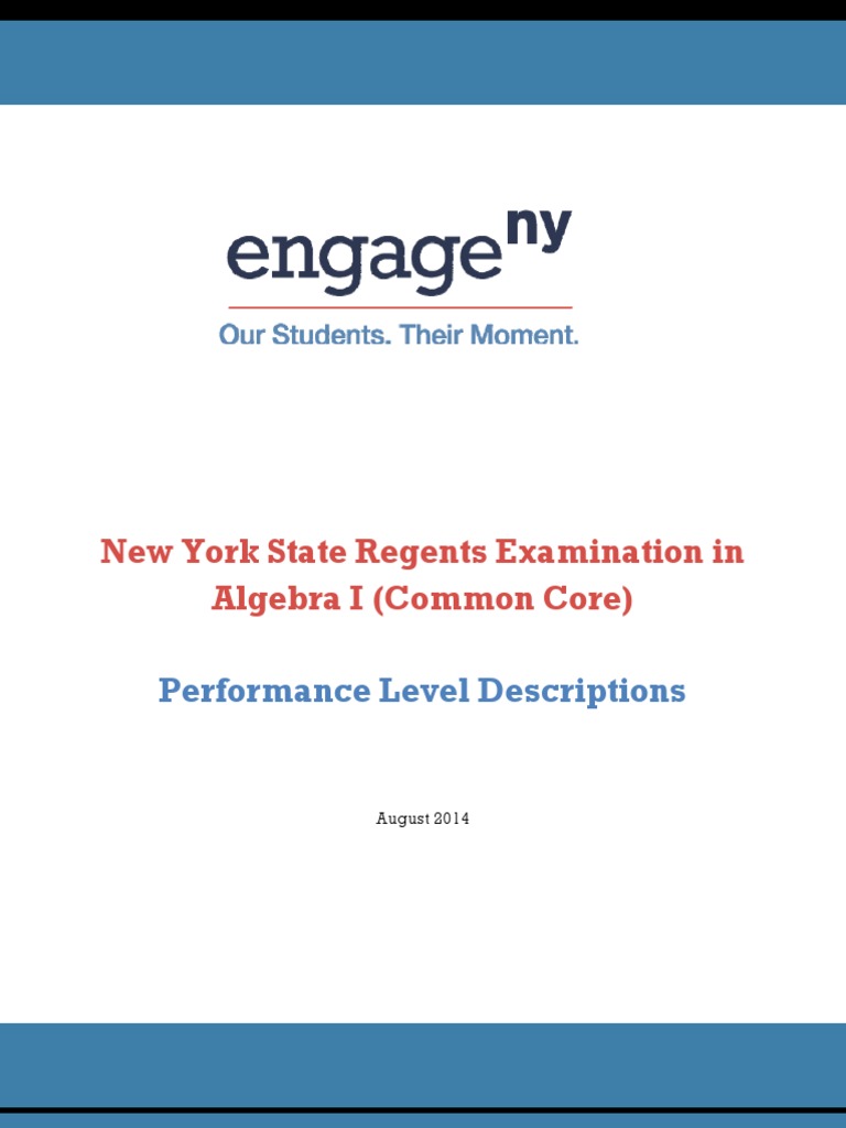 New York State Regents Examination in Algebra I (Common Core) | PDF ...