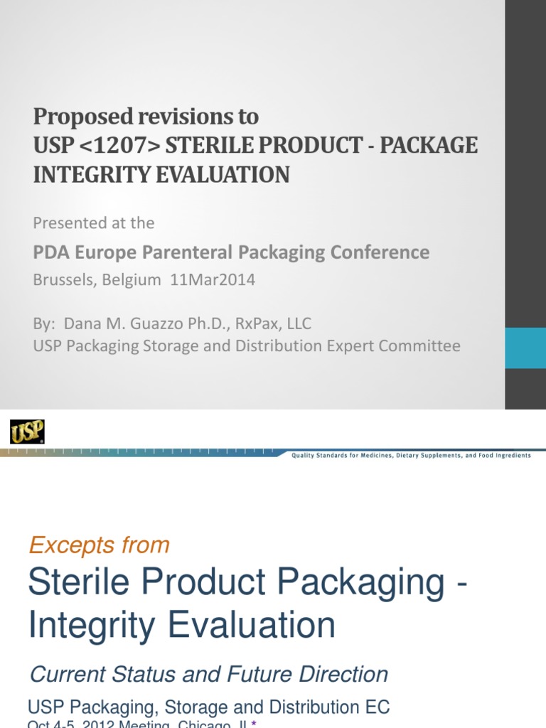 Proposed Revisions To Usp Sterile Product - Package Integrity ...