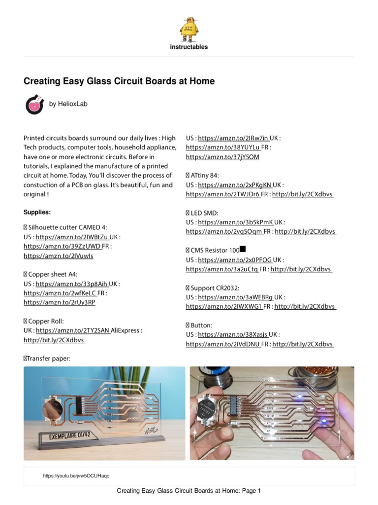 Creating Easy Glass Circuit Boards at Home: Instructables | PDF | Printed Circuit Board ...