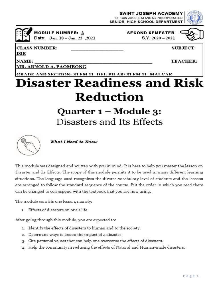 Disaster Effects and Preparedness Module | PDF | Hazards | Natural ...