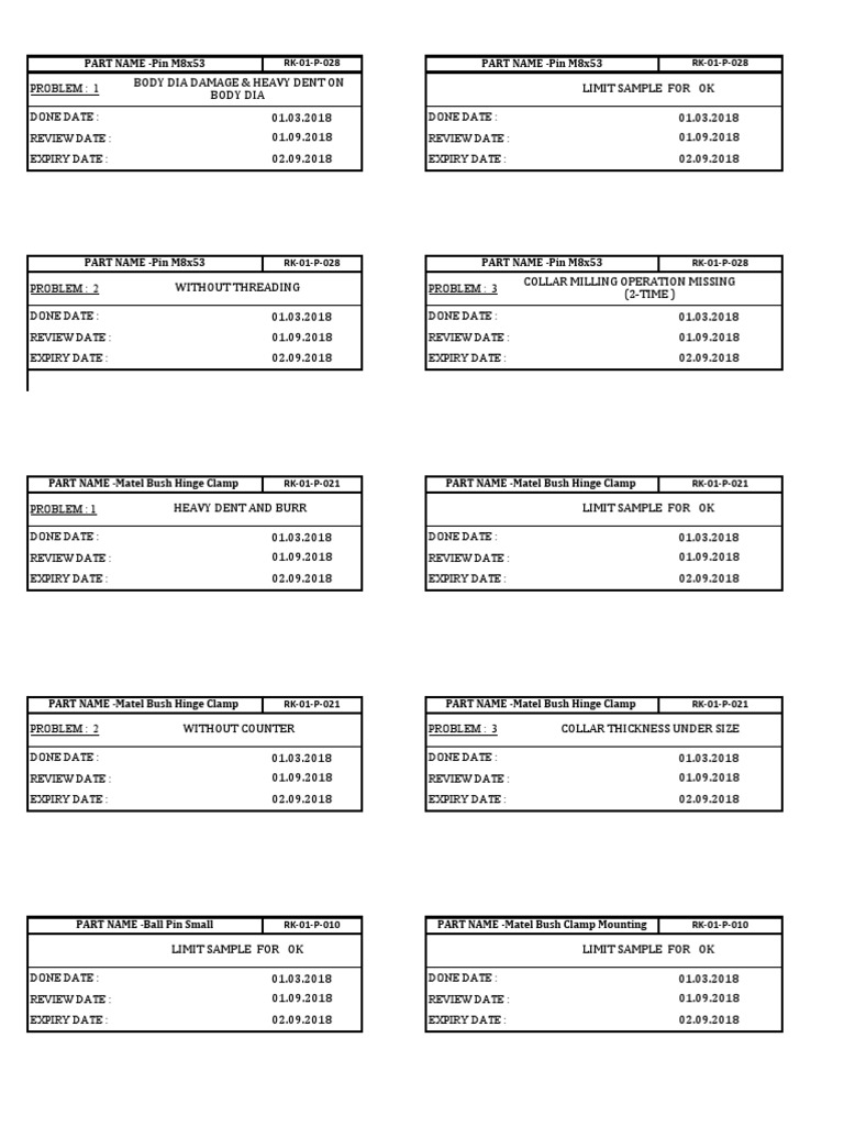Limit Sample Sticker Pdf Screw Components