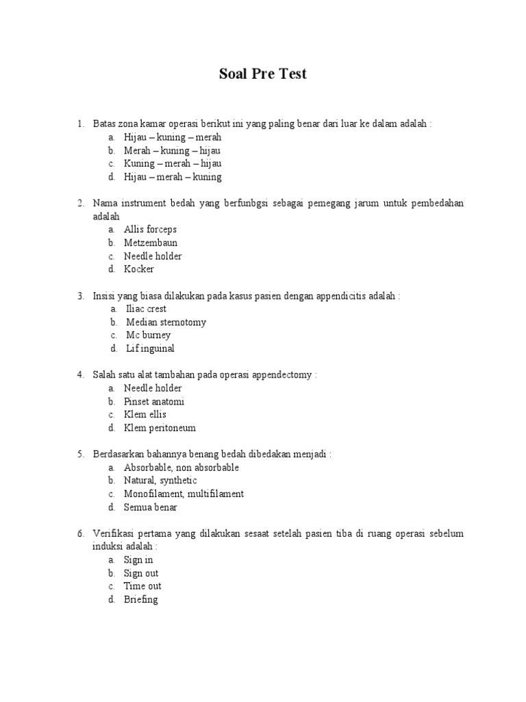 Soal Pre Test Edit | PDF