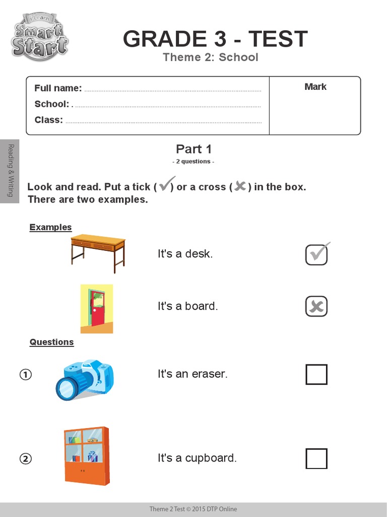 I-Learn Smart Start Grade 3 Theme 2 - Reading & Writing Test | PDF ...