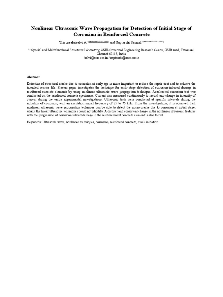 Nonlinear Ultrasonic Wave Propagation For Detection of Initial Stage of ...