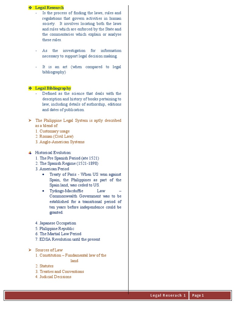 Outline - Legal Research | PDF