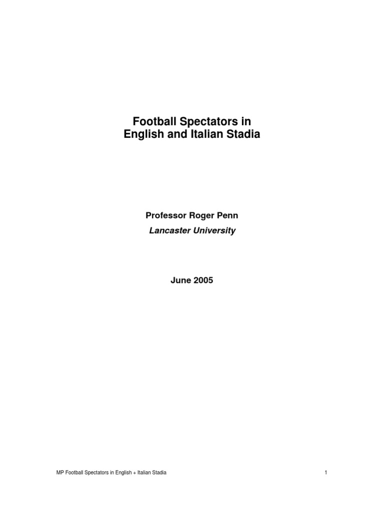 Football Spectators in English and Italian Stadia | PDF | Stadium ...