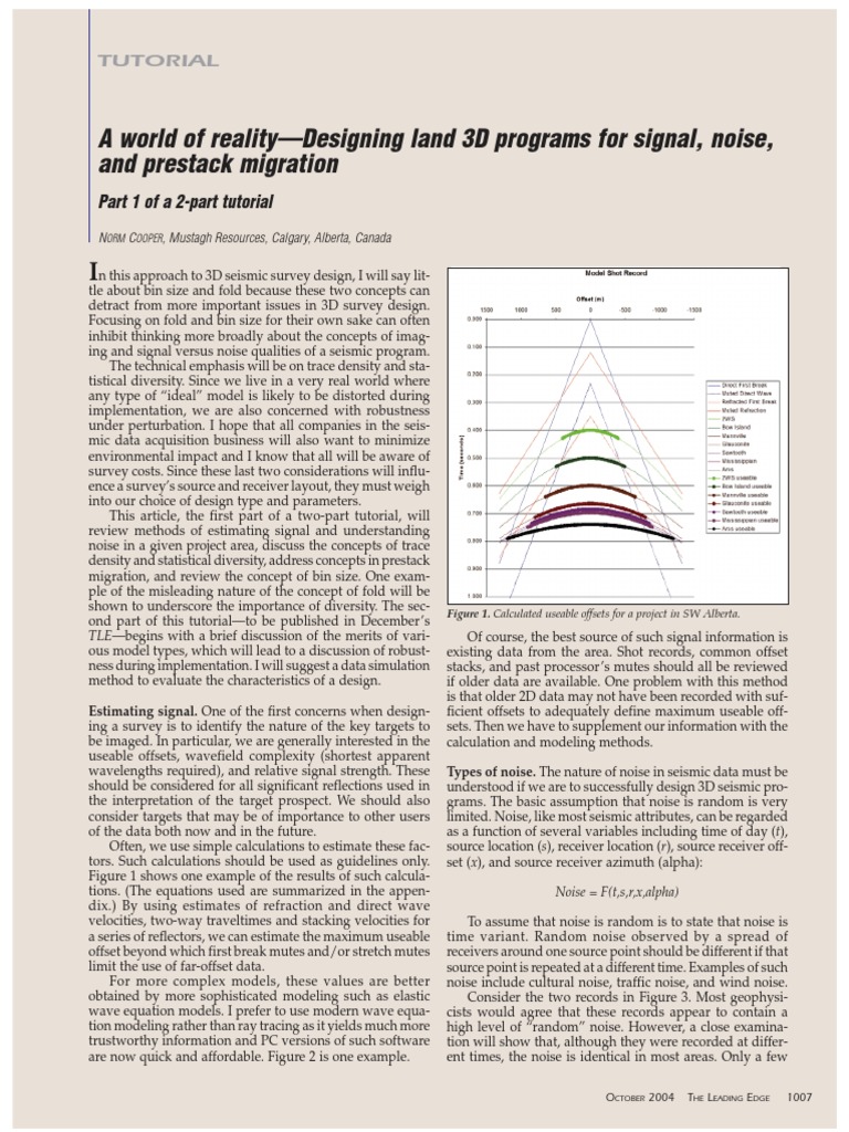 2004 TLE Designing Land 3D Programs For Signal Noise and Prestack ...