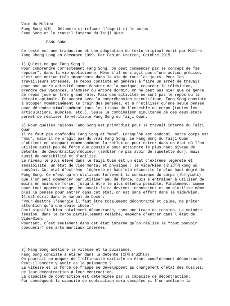 Fang Song Ou Song Jing | PDF | Tai-chi-chuan | IQ