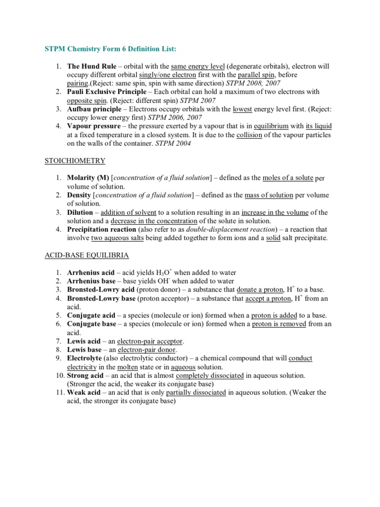 STPM Chemistry Form 6 | PDF