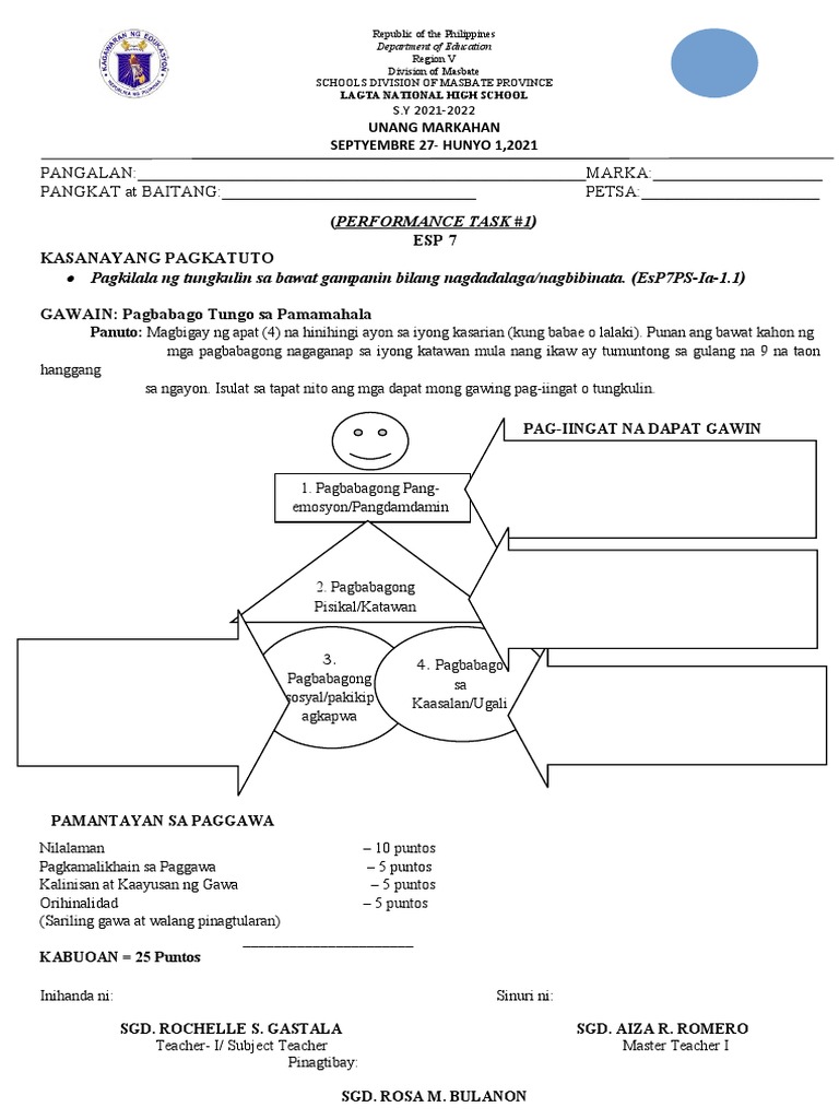 Performance Task in Esp 7 | PDF