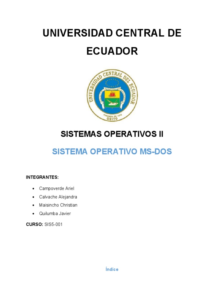 Características del Sistema Operativo MS-DOS | PDF | Dos | Microsoft ...
