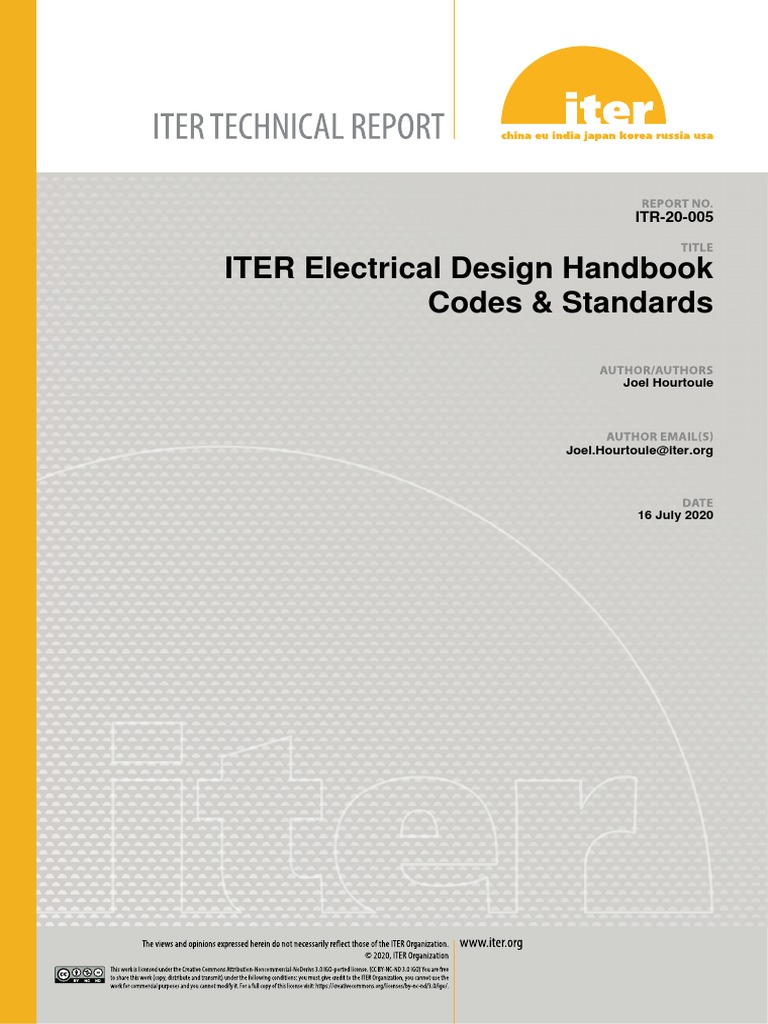ITR 20 005 ITER Electrical Handbook | PDF | Transformer | Alternating Current