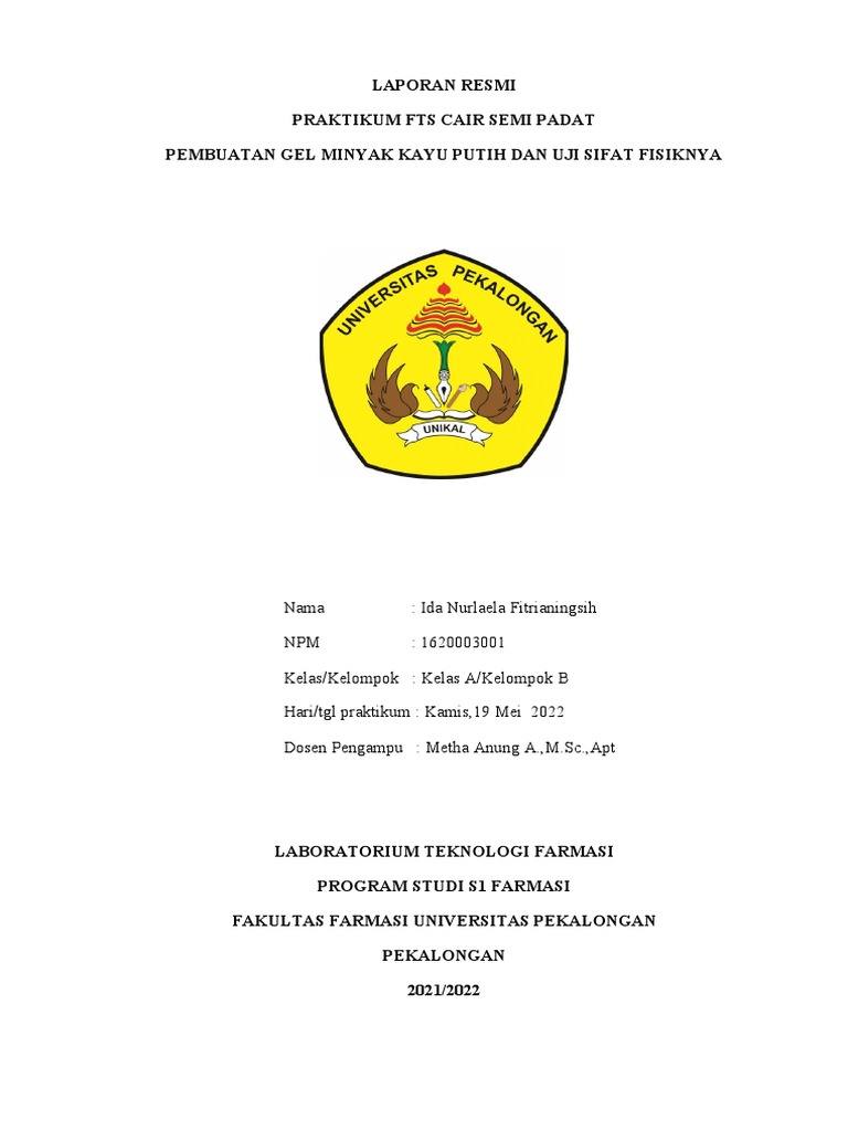 Gel Minyak Kayu Putih: Pembuatan & Uji Sifat | PDF | Kesehatan Holistik