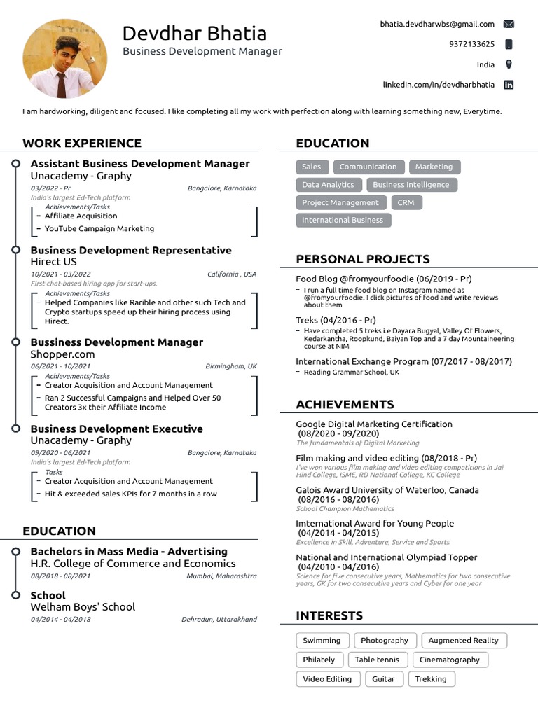 Devdhar Bhatia: Work Experience Education | Download Free PDF ...