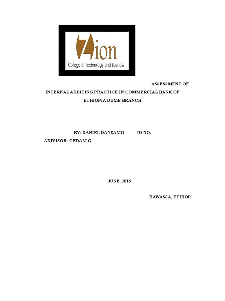 Assessment of Internal Auditing Practice in Commercial Bank of Ethiopia ...