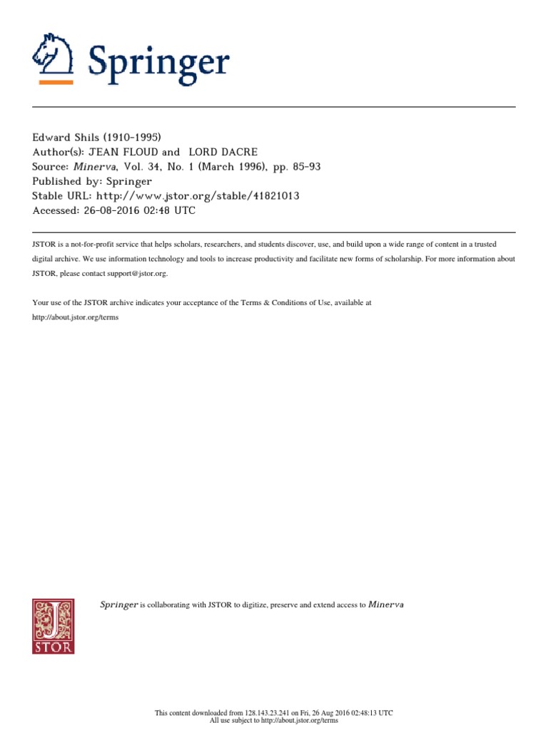 Edward Shils | PDF | Traditions | Sociology