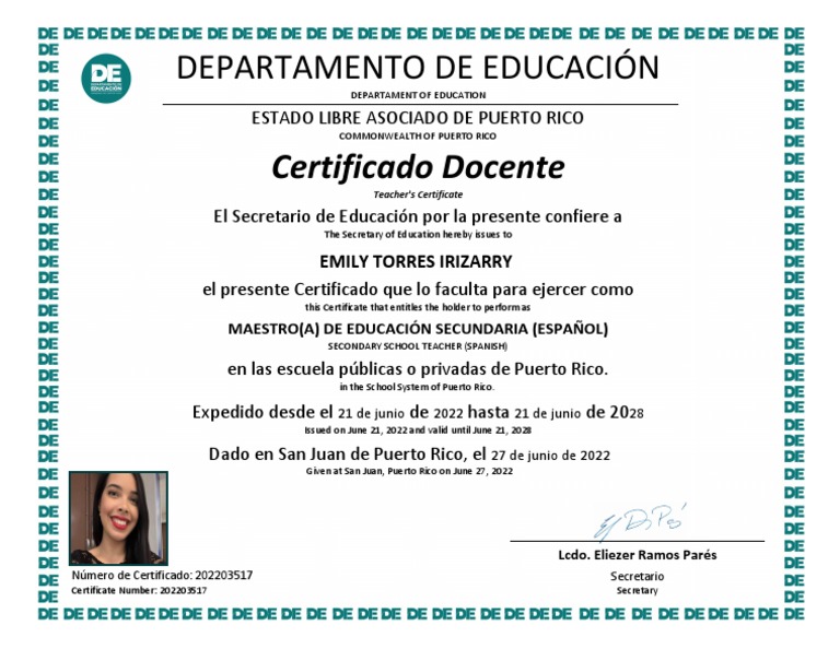 Diploma De Escuela Secundaria Puerto Rico El Departamento De