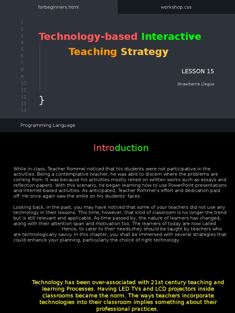 Lesson 15 Technology Based Interactive Teaching Strategy | PDF ...