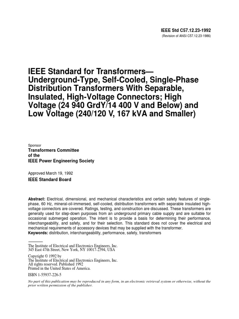 Ieee Std C57 12 23 1992 Pdf Transformer Electric Power Distribution
