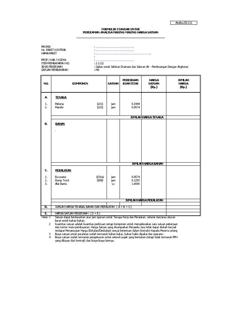 Analisa Harga Bina Marga 2022 | PDF