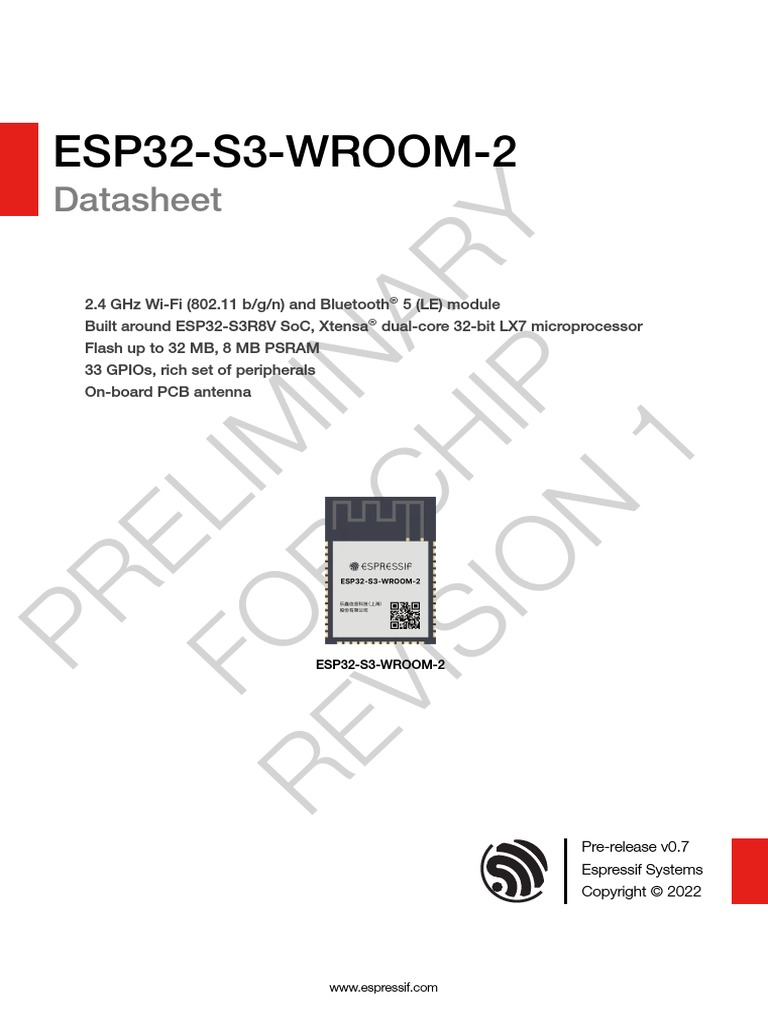 Esp32 s3 Wroom 2 - Datasheet - en | PDF | Ieee 802.11 | Booting