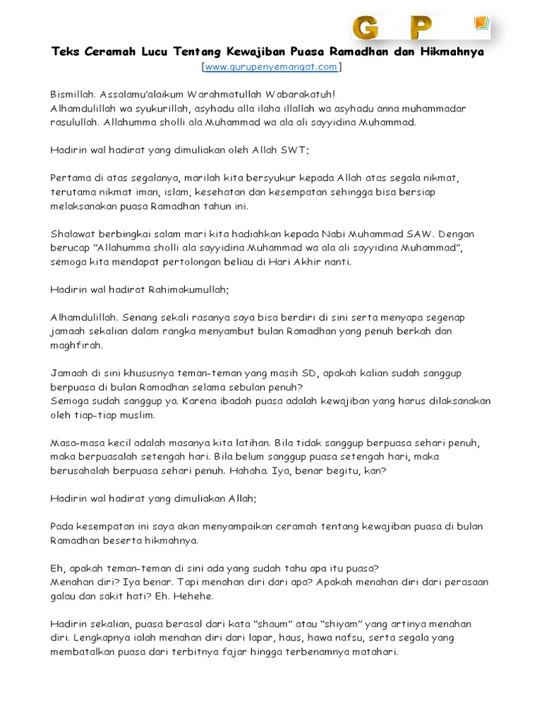 Teks Ceramah Lucu Tentang Kewajiban Puasa Ramadhan Dan Hikmahnya ...