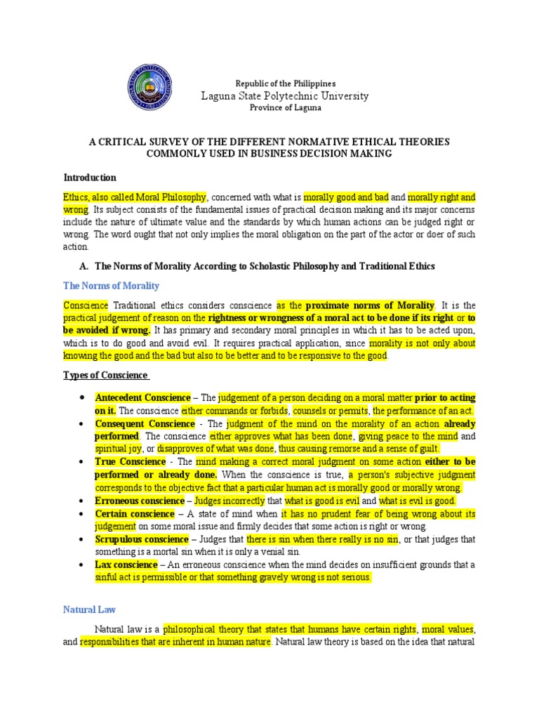 Ethical Theories in Business Decision Making | PDF | Pragmatism ...