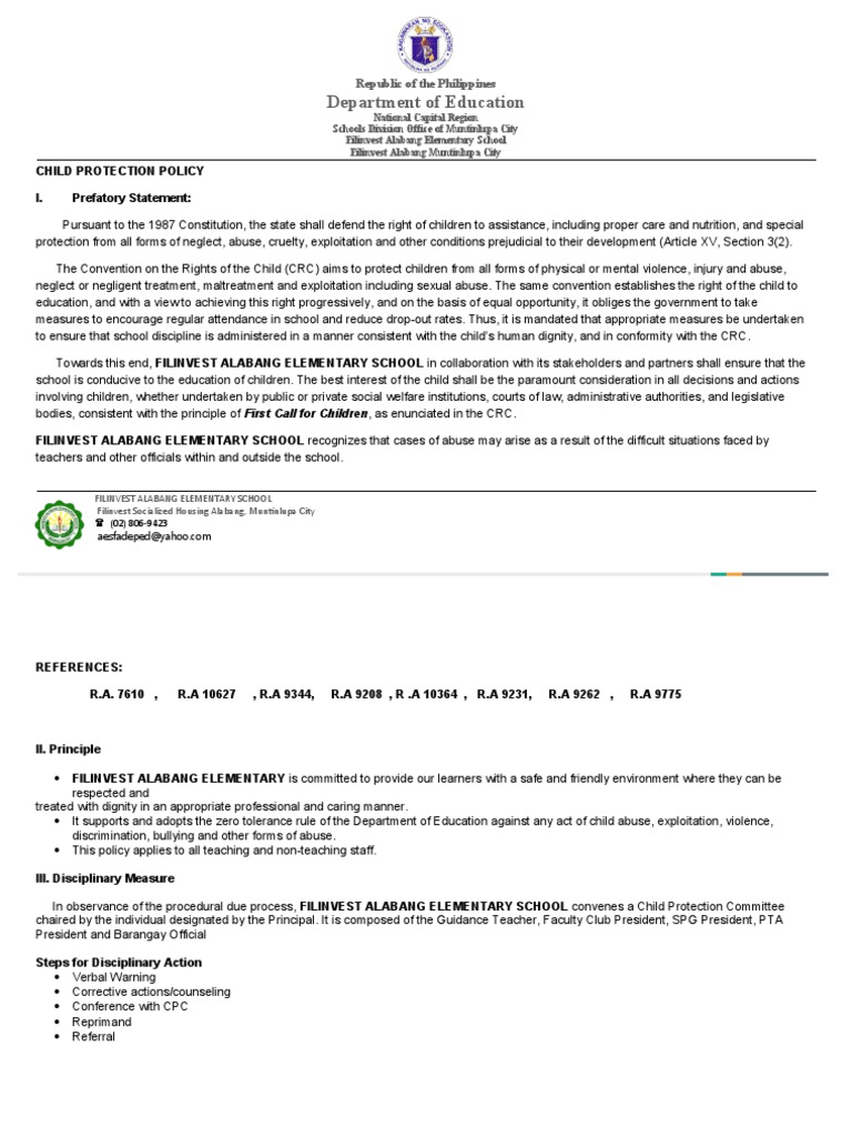 Department of Education: Republic of The Philippines | PDF | Child ...