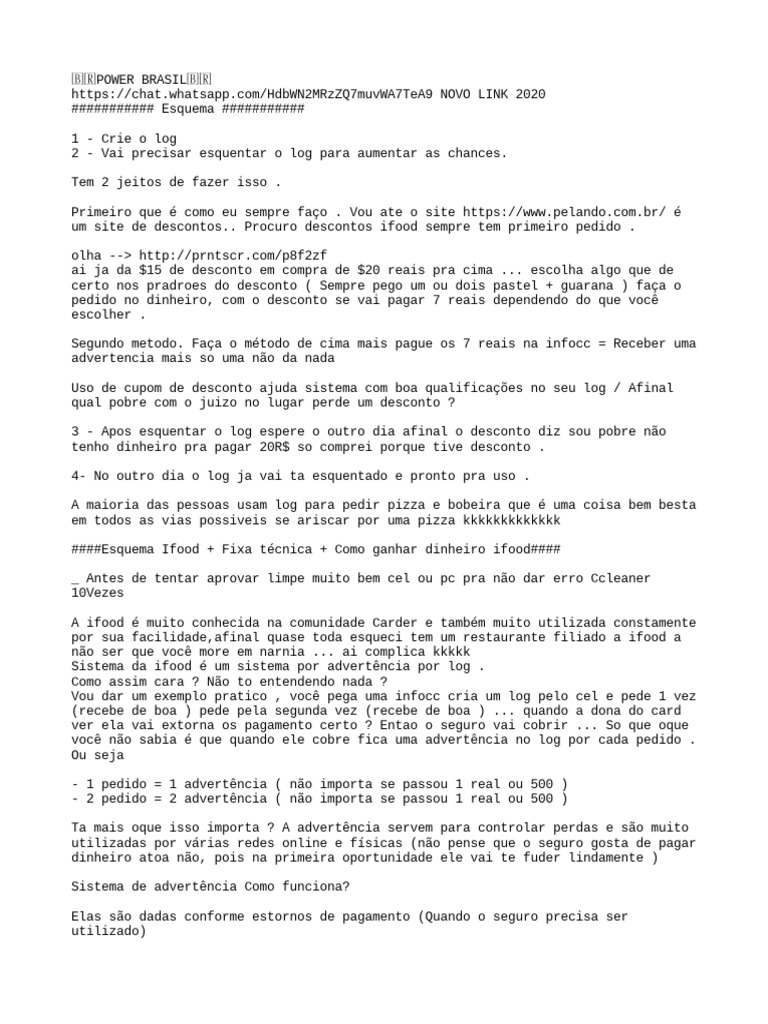 Esquema Ifood ???power Brasil???-1 | PDF | Dinheiro