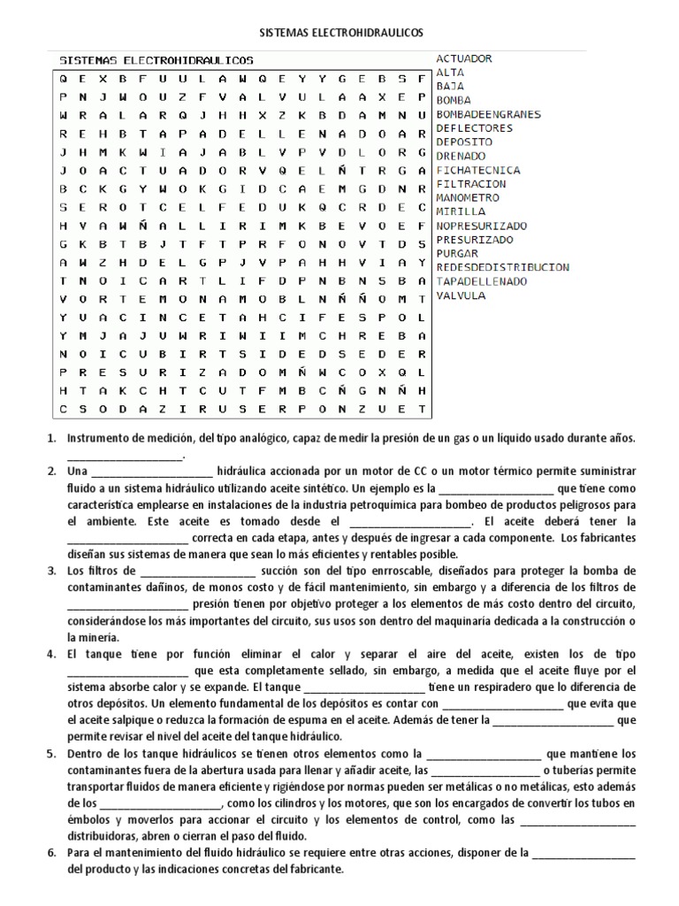 Sopa de Letras Sistemas Hudrauicos | PDF | Bomba | Ingeniería mecánica Sopa de Letras Sistemas Hudrauicos | PDF | Bomba | Ingeniería mecánica