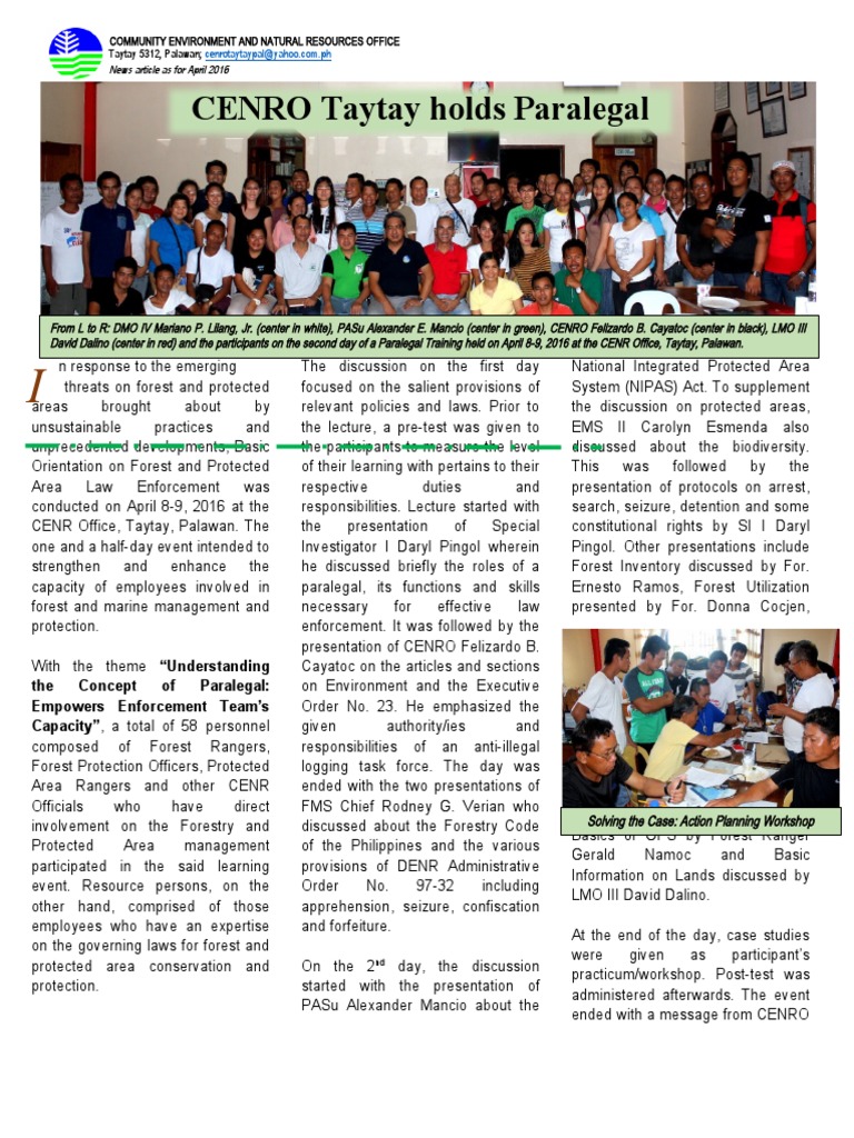CENRO Taytay Holds Paralegal Training | PDF | Natural Environment | Justice