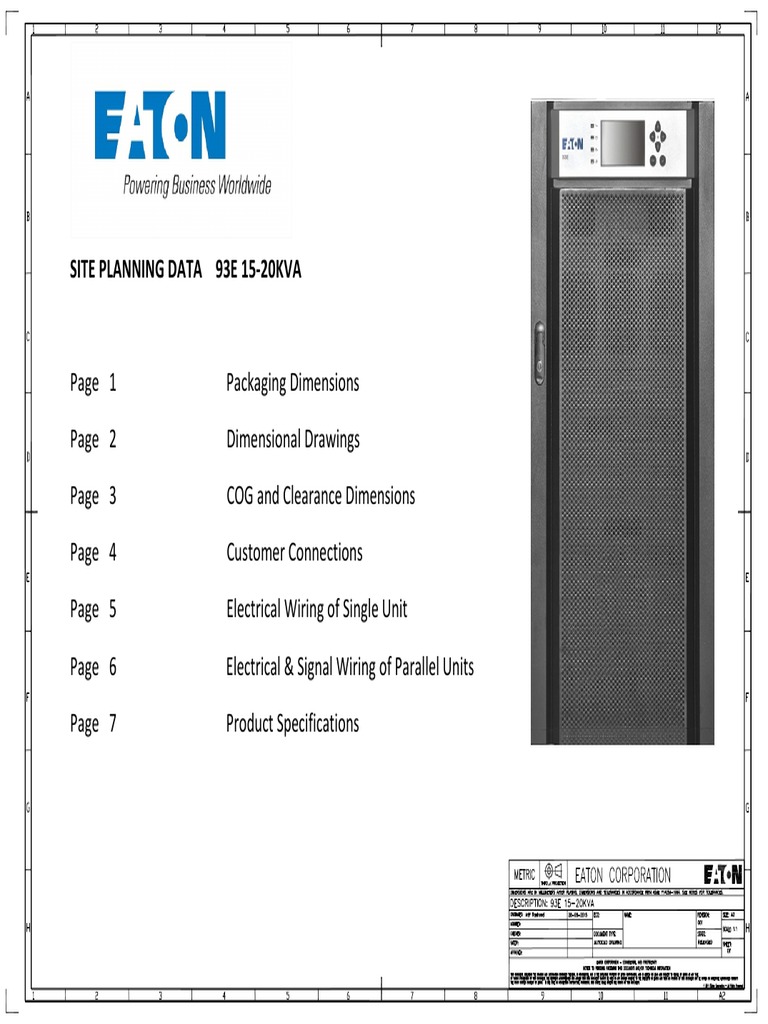 Site Planning Data 93E 15-20kva | PDF | Rectifier | Physical Quantities