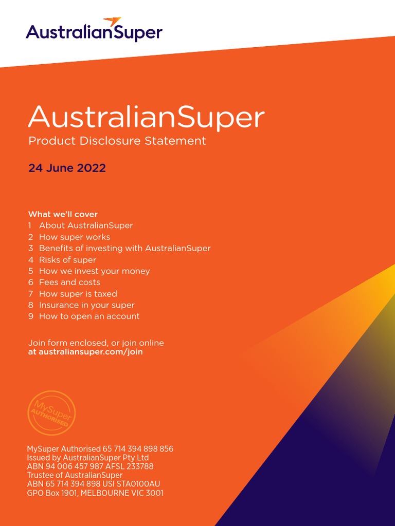 Australiansuper: Product Disclosure Statement | PDF | Investing | Taxes